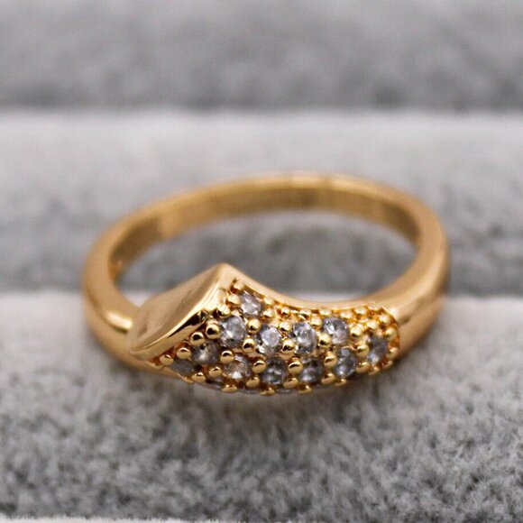 Jewelry | 18k Yellow Gold Filled Geometric Band White Diamond Zircon ...